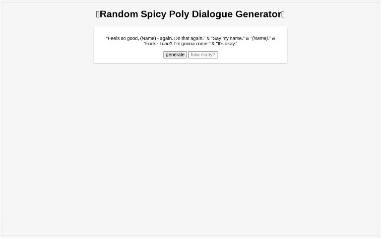 💫Random Spicy Poly Dialogue Generator💫