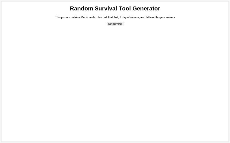 Random Survival Tool Generator