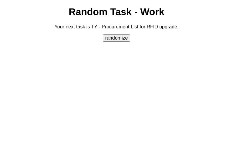 Random Task - Work ― Perchance Generator