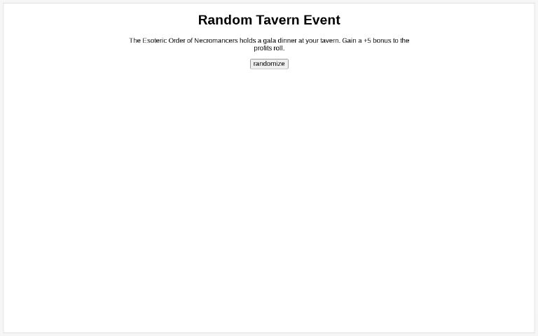 Random Tavern Event ― Perchance Generator