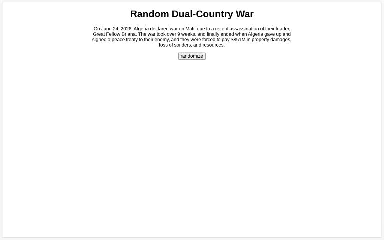 Random Dual-Country War ― Perchance Generator