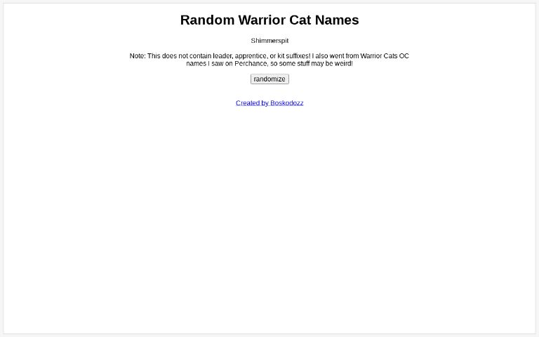 Random Warrior Cat Names ― Perchance Generator