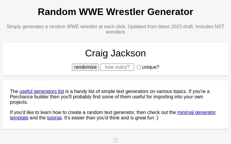 Random WWE Wrestler Generator