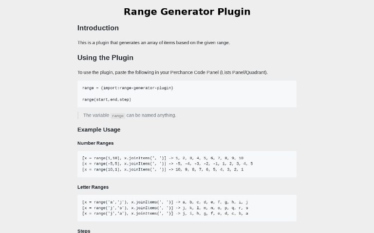 Range Generator Plugin