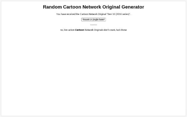 Random Cartoon Network Original Generator