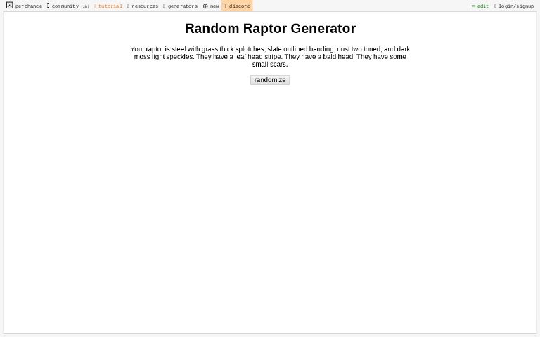Random Raptor Generator