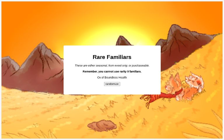 Rare Familiars ― Perchance Generator