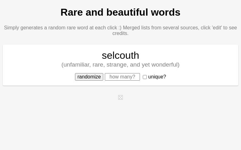 Rare and beautiful words ― Perchance Generator