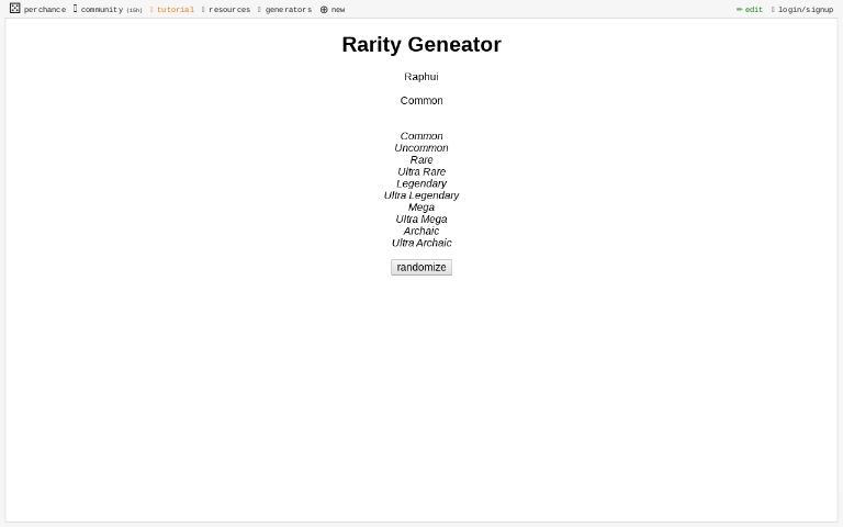 Rarity Geneator ― Perchance Generator