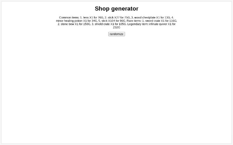 Shop generator