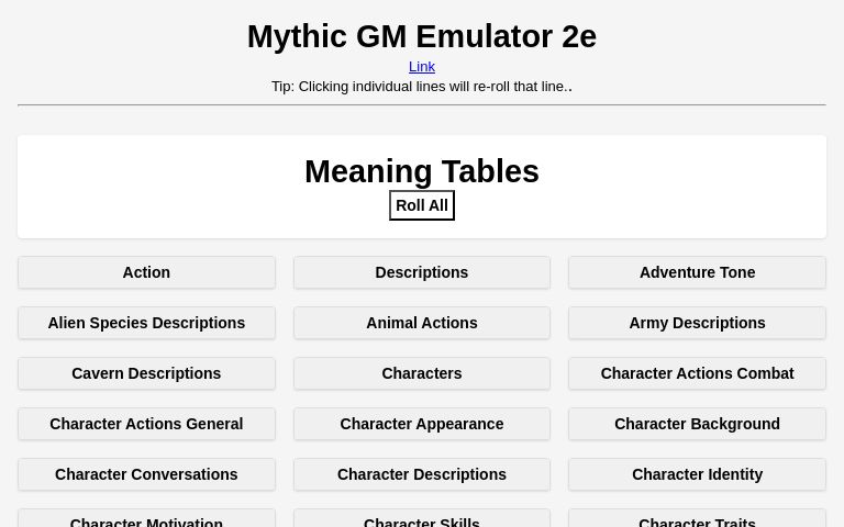 Mythic GM Emulator 2e ― Perchance Generator