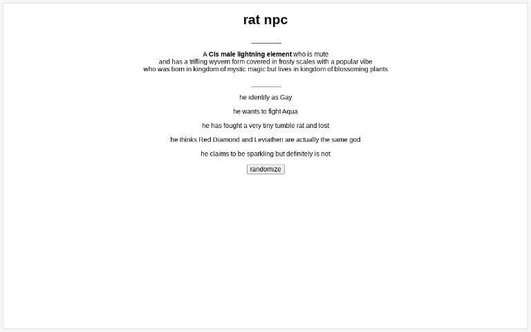 rat npc ― Perchance Generator