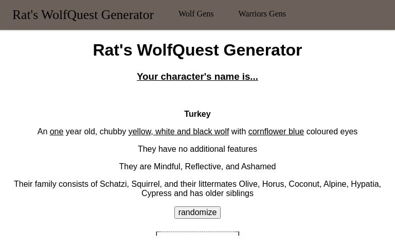 Rat's WolfQuest Generator