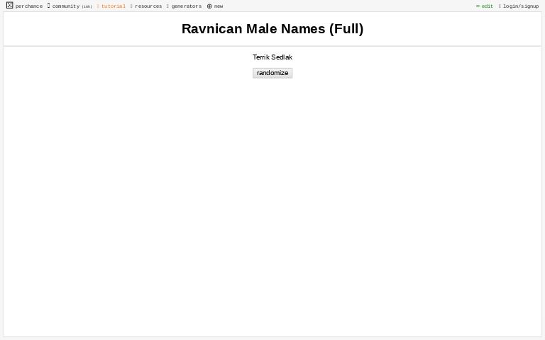 Ravnican Male Names (Full) ― Perchance Generator