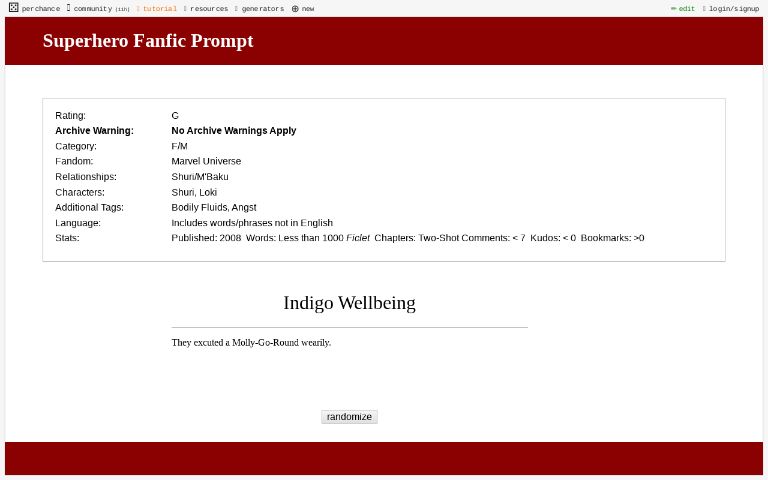 Superhero Fanfic Prompt ― Perchance Generator