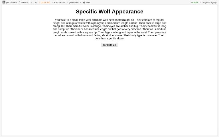Specific Wolf Appearance ― Perchance Generator