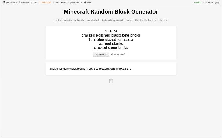 Minecraft Random Block Generator