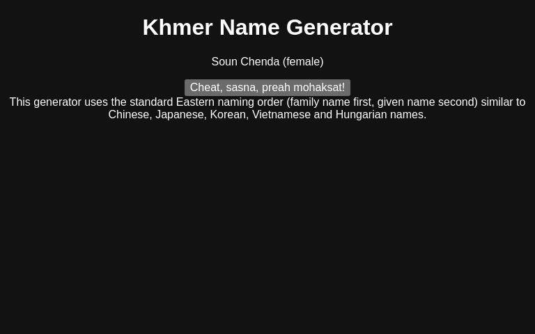 Khmer Name Generator