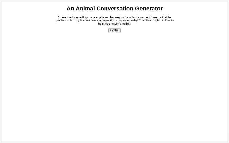 An Animal Conversation Generator