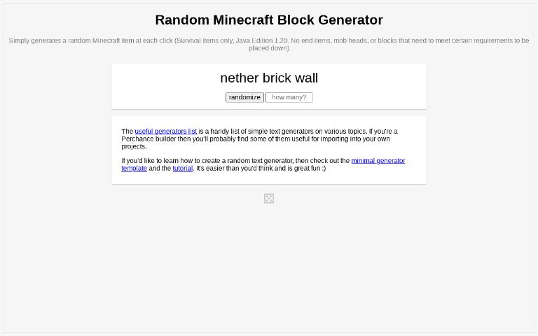 Random Minecraft Block Generator
