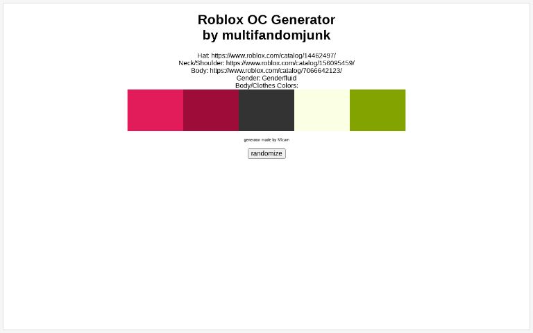 Roblox OC Generator by multifandomjunk