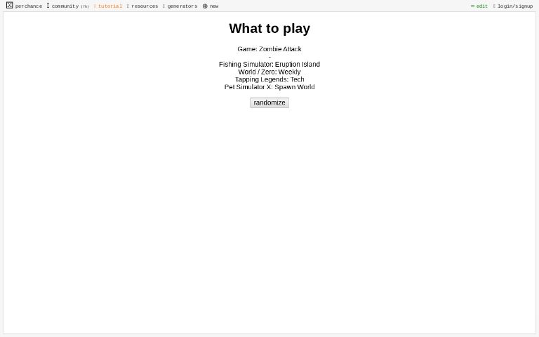 What to play ― Perchance Generator