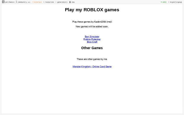 Play my ROBLOX games ― Perchance Generator