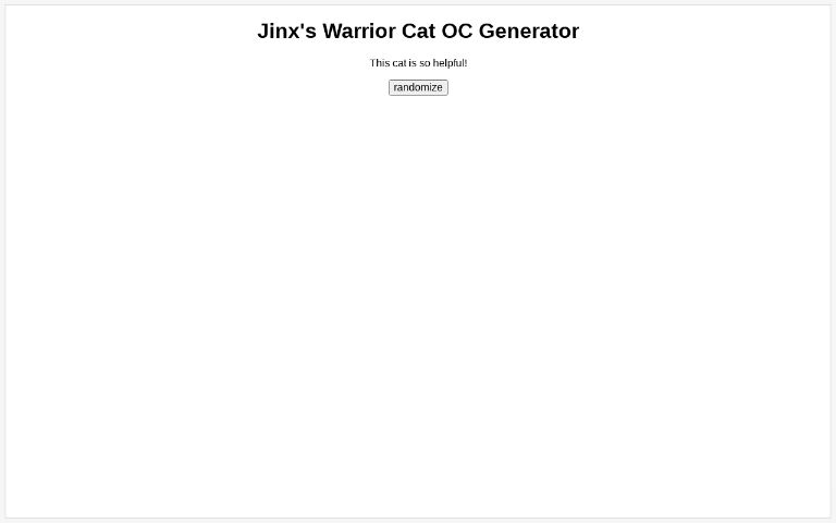 Jinx's Warrior Cat OC Generator