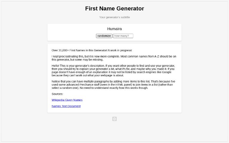 First Name Generator