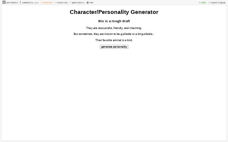Character/Personality Generator