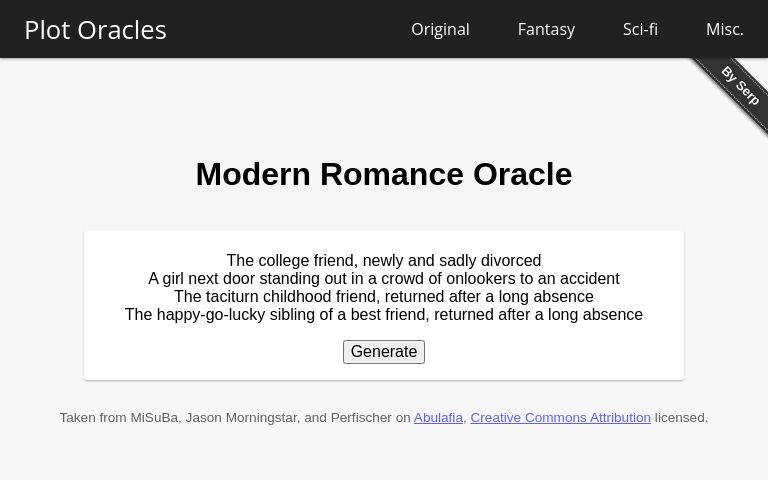 Modern Romance Oracle ― Perchance Generator