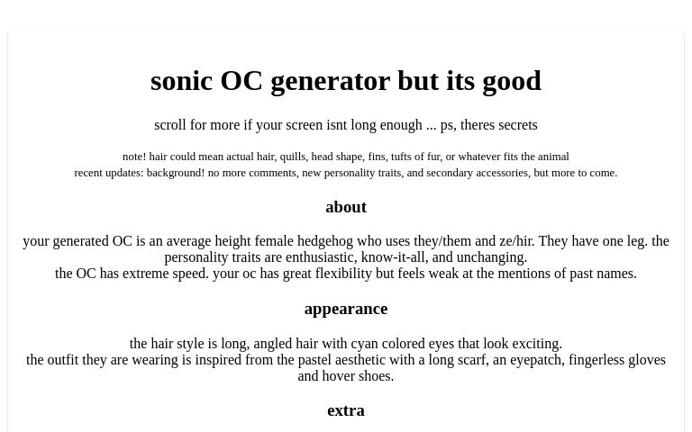 sonic OC generator but its good