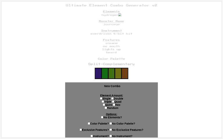 Element Combo Generator V2