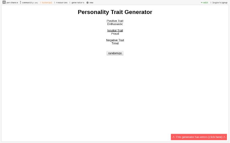 Personality Trait Generator