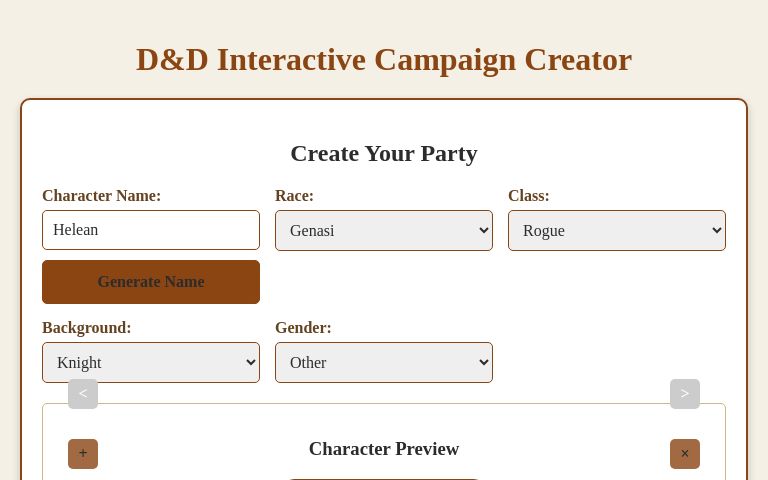 D D Interactive Campaign Creator Perchance Generator