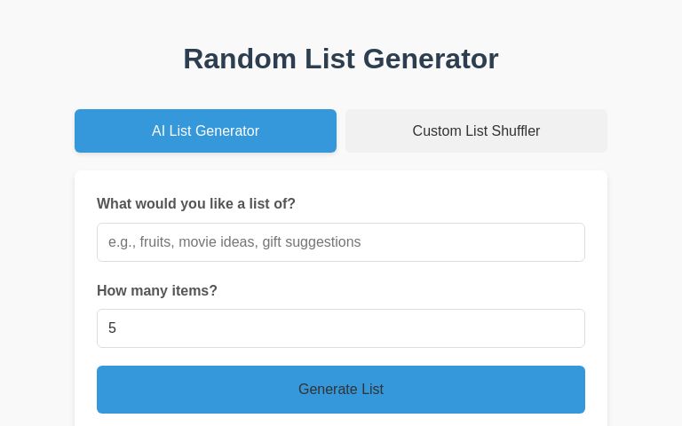 Random List Generator