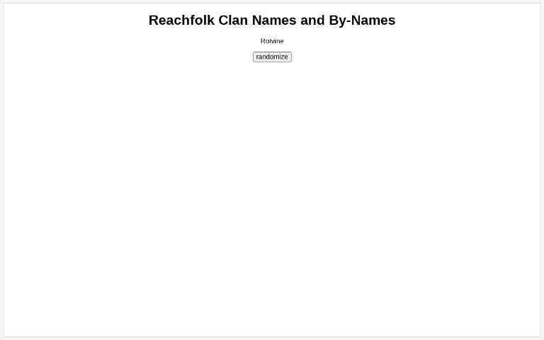 Reachfolk Clan Names and By-Names ― Perchance Generator