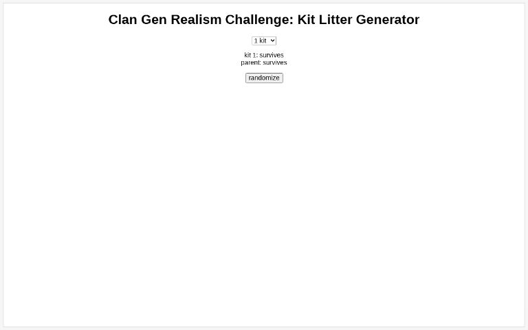 Clan Gen Realism Challenge: Kit Litter Generator