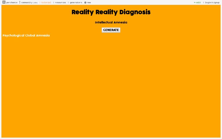 Reality Reality Diagnosis ― Perchance Generator