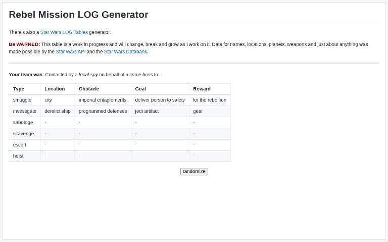 Rebel Mission LOG Generator