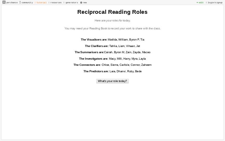 Reciprocal Reading Roles ― Perchance Generator