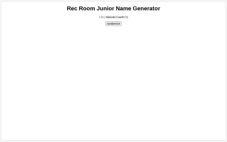 Rec Room Junior Name Generator