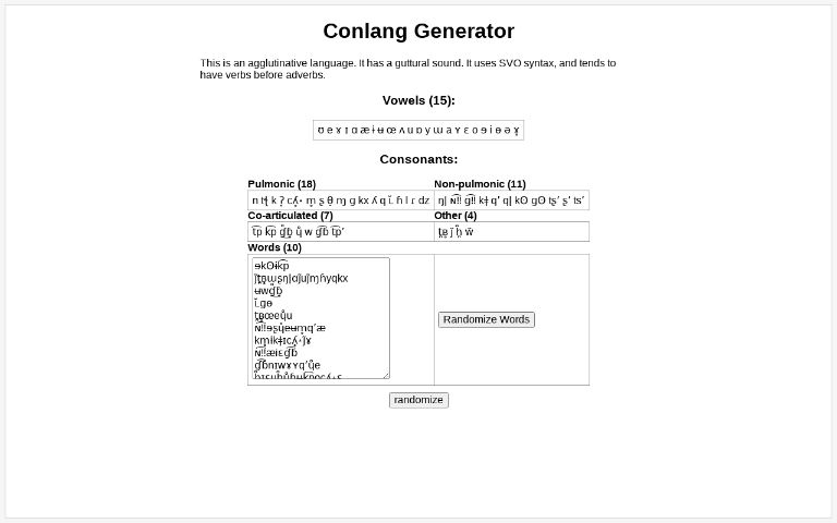 Conlang Generator