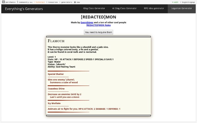 [REDACTED]MON ― Perchance Generator