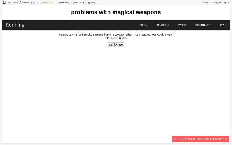 problems with magical weapons ― Perchance Generator