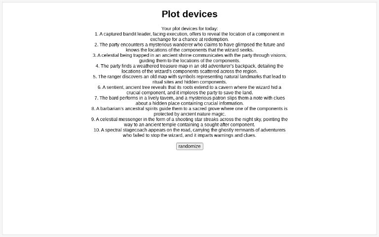 Plot devices ― Perchance Generator