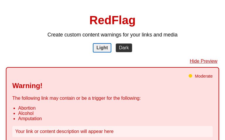 RedFlag ― Perchance Generator