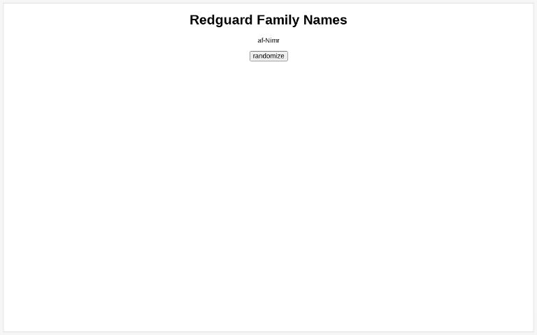 Redguard Family Names ― Perchance Generator