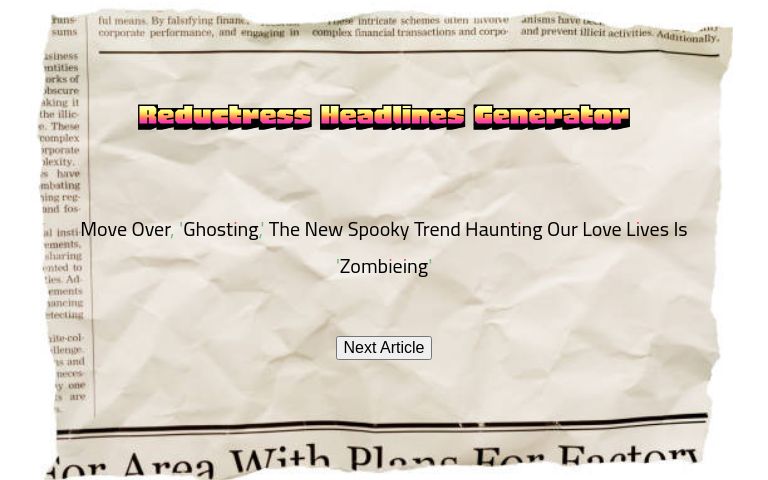 Reductress Headlines Generator