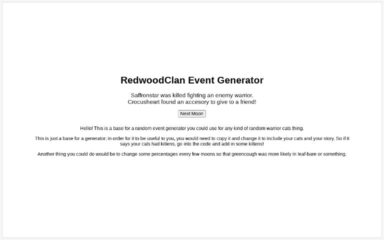 RedwoodClan Event Generator